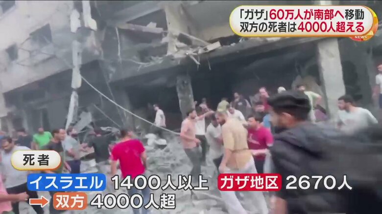 「どこに逃げたらいい」むせび泣く少女も…「ガザ」住民約半数が南部へ移動 イスラエル側合わせた双方の死者4000人超に｜FNNプライムオンライン