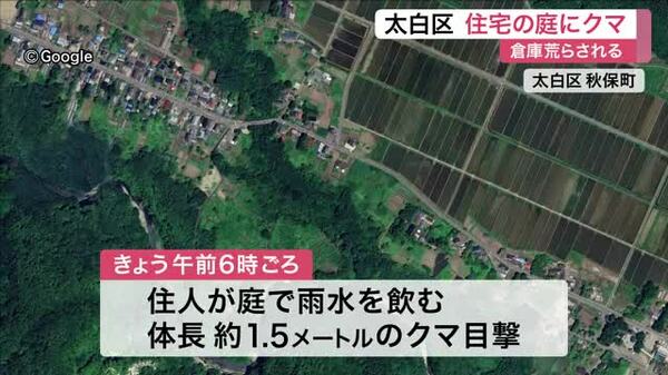 住宅の庭にクマ出没 倉庫のシャッターが破壊され米ぬか散乱 富谷市でもクマ3頭が目撃される〈宮城〉｜FNNプライムオンライン