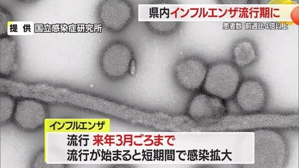 3週早くインフルエンザ流行期入り 患者数146人（前週比+114人）4倍以上増加・予防徹底を 山形｜FNNプライムオンライン