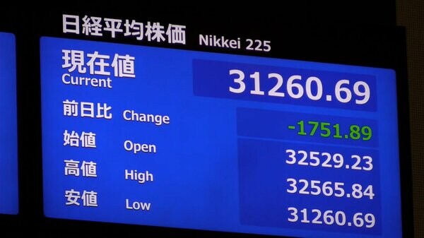 日経平均株価は大幅下落…9日終値は1298円55銭安の3万1714円03銭 市場関係者「トランプ政権の関税政策に振り回され荒い展開続く」｜FNNプライムオンライン