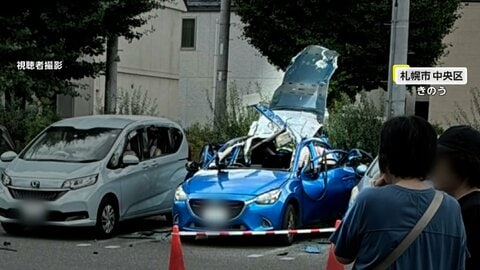 「感じたことがない風圧と熱風」営業中のドラッグストア駐車場で車爆発　2本のスプレー缶に引火か…2人けが　北海道・札幌市