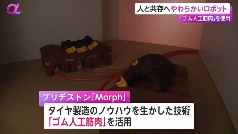 【ゴム人工筋肉】ブリヂストン、やわらかいロボット「Morph」公開 約40年前から研究開発…タイヤ製造ノウハウ活用｜FNNプライムオンライン