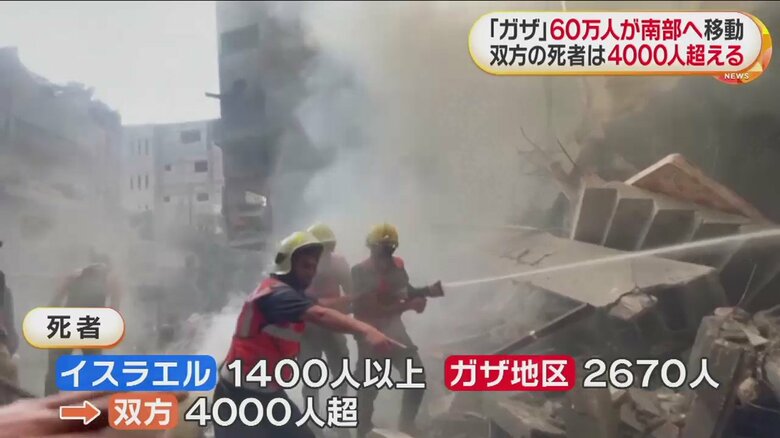 「どこに逃げたらいい」むせび泣く少女も…「ガザ」住民約半数が南部へ移動 イスラエル側合わせた双方の死者4000人超に｜FNNプライムオンライン