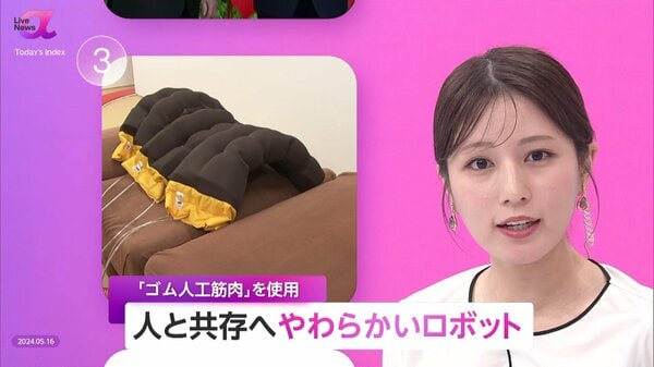 【ゴム人工筋肉】ブリヂストン、やわらかいロボット「Morph」公開 約40年前から研究開発…タイヤ製造ノウハウ活用｜FNNプライムオンライン